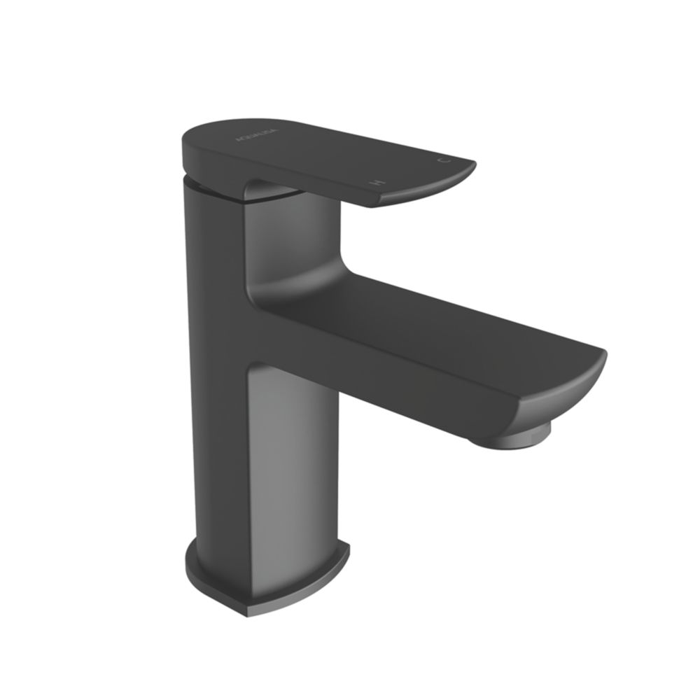 Aqualisa Downtown Black 147mm Standard Lever Mono Basin Pillar Tap With ...