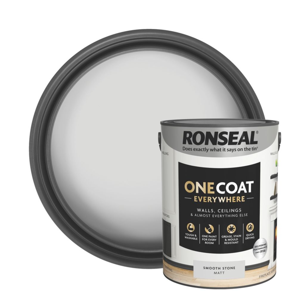 Ronseal 5Ltr Smooth Stone Matt Emulsion Multi Surface Paint - Screwfix