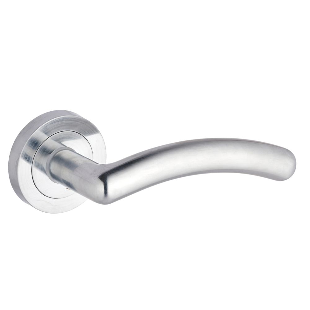 Smith & Locke Bourne Fire Rated Lever on Rose Door Handles Pair Satin ...
