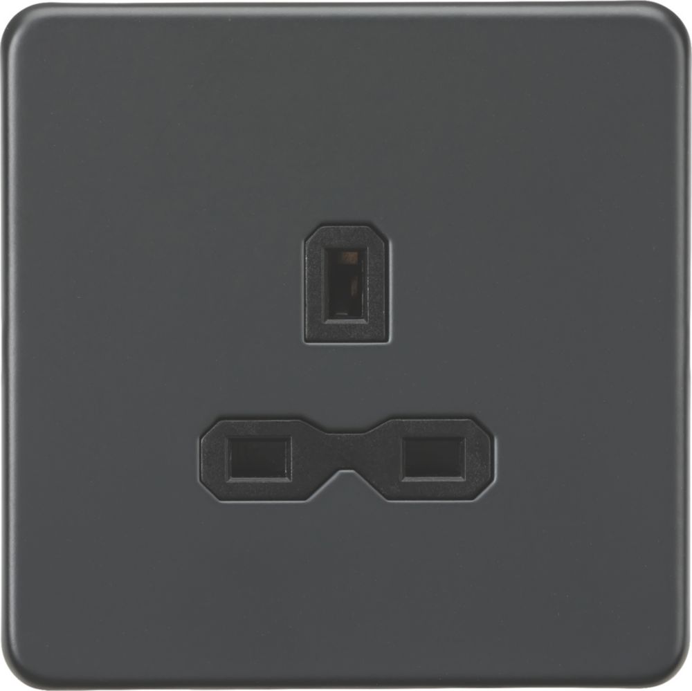 Knightsbridge 13A 1-Gang Unswitched Socket Anthracite with Black ...