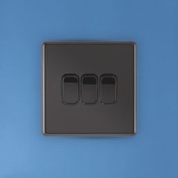 Arlec 10A 3-Gang 2-Way Light Switch Black Nickel - Screwfix