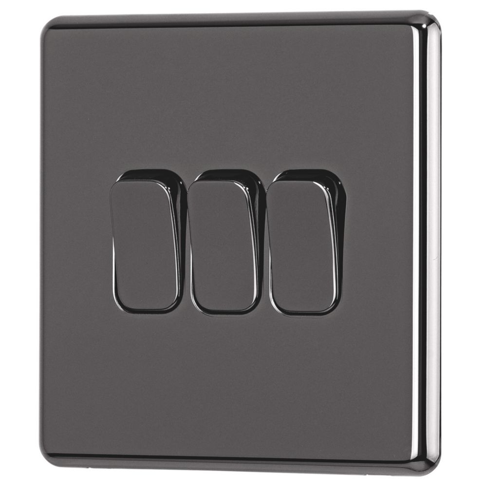Arlec 10A 3-Gang 2-Way Light Switch Black Nickel - Screwfix