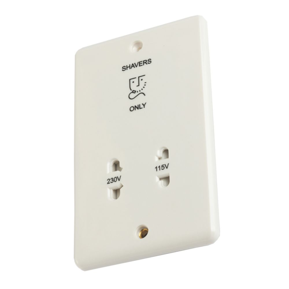 MARK 2-Gang Dual Voltage Shaver Socket 115/230V White - Screwfix