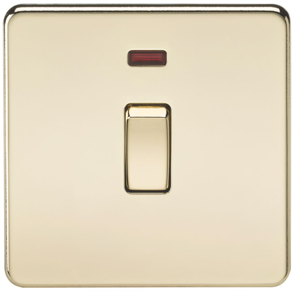 Knightsbridge 20A 1-Gang DP Control Switch Polished Brass with LED ...