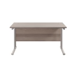 TC Group Aztec Twin Upright Rectangular Office Desk Grey Oak/Silver ...
