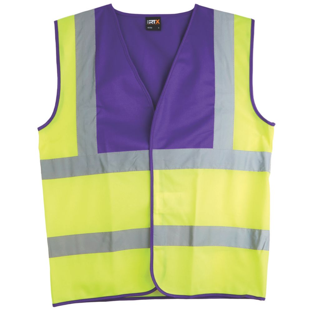 Pro RTX High Visibilty Waistcoat Yellow / Purple Small 36" Chest - Screwfix