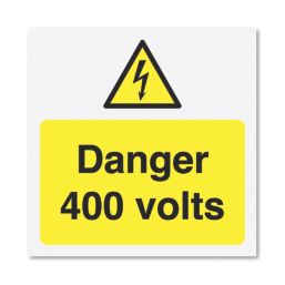 Essentials 'Danger 400V' Electrical Warning Labels 75mm x 75mm 25 Pack ...