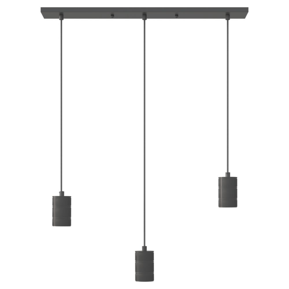 Calex Retro 3-Light Rectangular Ceiling Pendant Black - Screwfix