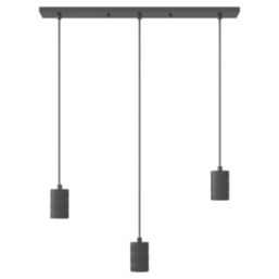 Calex Retro 3-Light Rectangular Ceiling Pendant Black - Screwfix