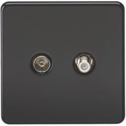 Knightsbridge 2-Gang Isolated Coaxial TV & F-Type Satellite Socket Matt Black - Screwfix