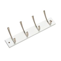 Hardware Solutions 4-Hook Rail White 450mm x 125mm - Screwfix
