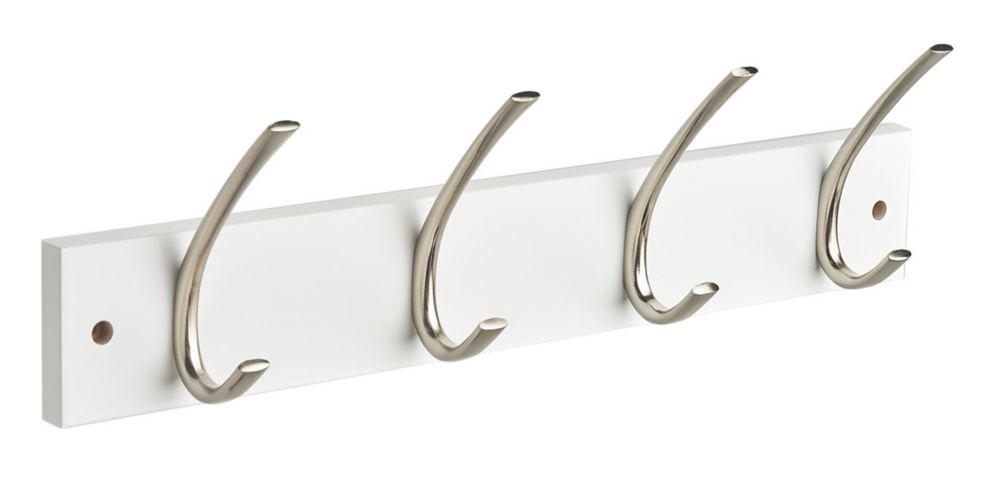 Hardware Solutions 4-Hook Rail White 450mm x 125mm - Screwfix