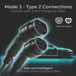 Masterplug 32A 7kW Mode 3 Type 2 Plug EV Charging Cable 5m - Screwfix
