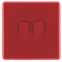 Arlec 10A 2-Gang 2-Way Light Switch Red - Screwfix