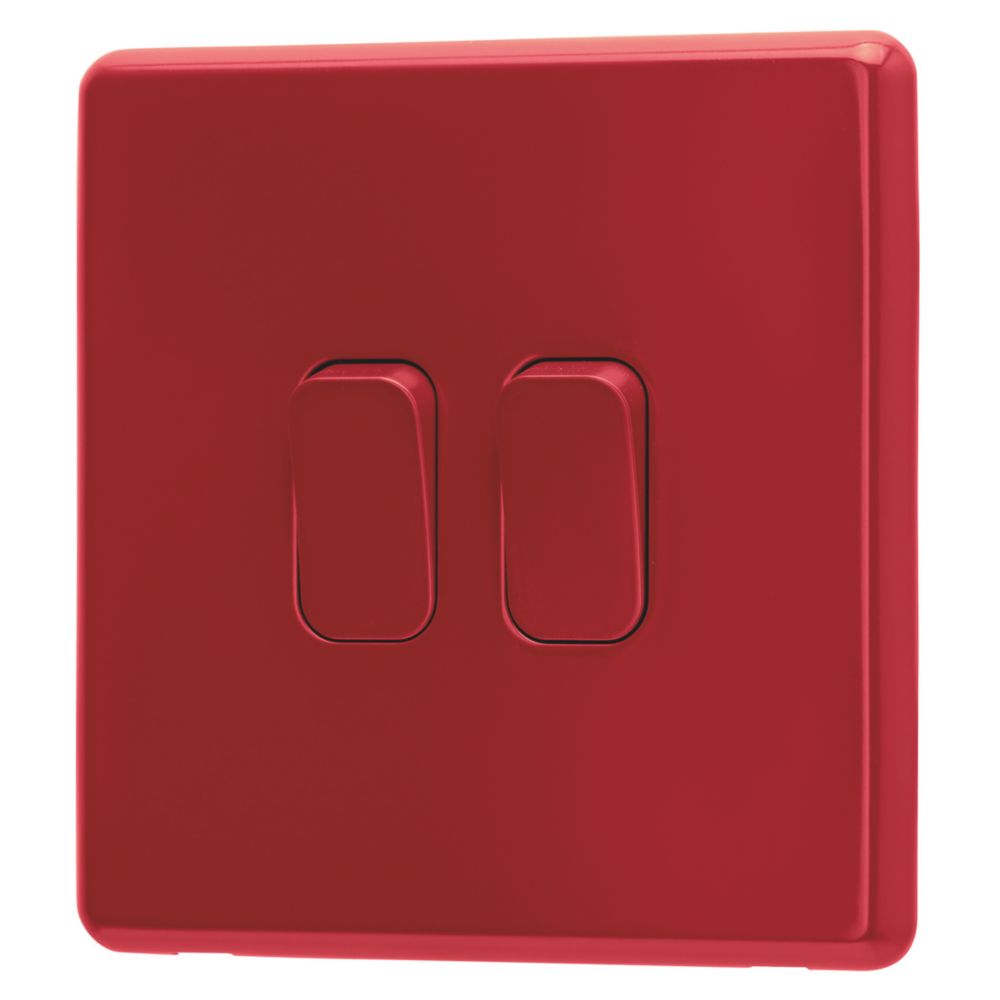 Arlec 10A 2-Gang 2-Way Light Switch Red - Screwfix