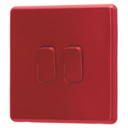 Arlec 10A 2-Gang 2-Way Light Switch Red - Screwfix