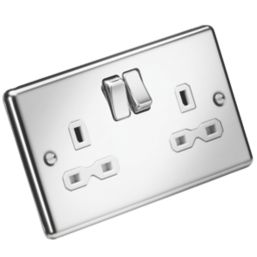Knightsbridge 13A 2-Gang DP Switched Double Socket Polished Chrome with ...