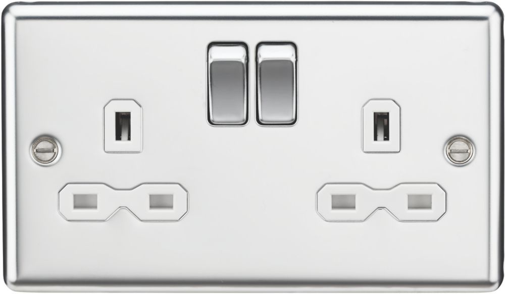 Knightsbridge 13A 2-Gang DP Switched Double Socket Polished Chrome with ...