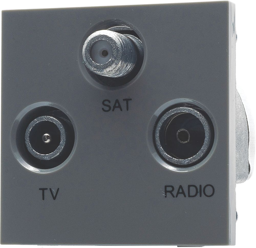 British General Triplex Modular TV & Satellite Socket Grey - Screwfix