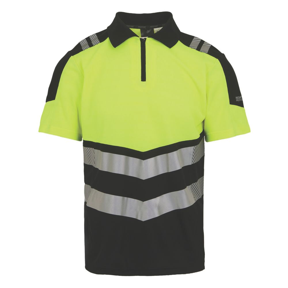 Regatta Hi-Vis X-Pro Polo Shirt Black/Yellow 2X Large 48" Chest - Screwfix