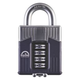 Squire Warrior Weatherproof Combination Padlock Blue/Chrome 55mm - Screwfix
