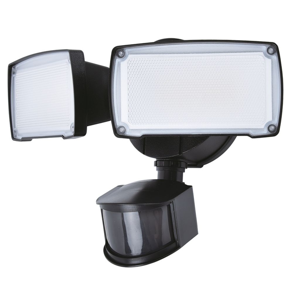 Lutec Chimera Outdoor LED Twin Head Floodlight With PIR & Photocell ...