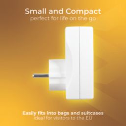 Masterplug Travel Power 13A Unfused Adaptor + 2.1A 10.5W 2-Outlet Type ...