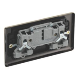 LAP 13A 2-Gang SP Switched Socket Antique Brass with Black Inserts ...