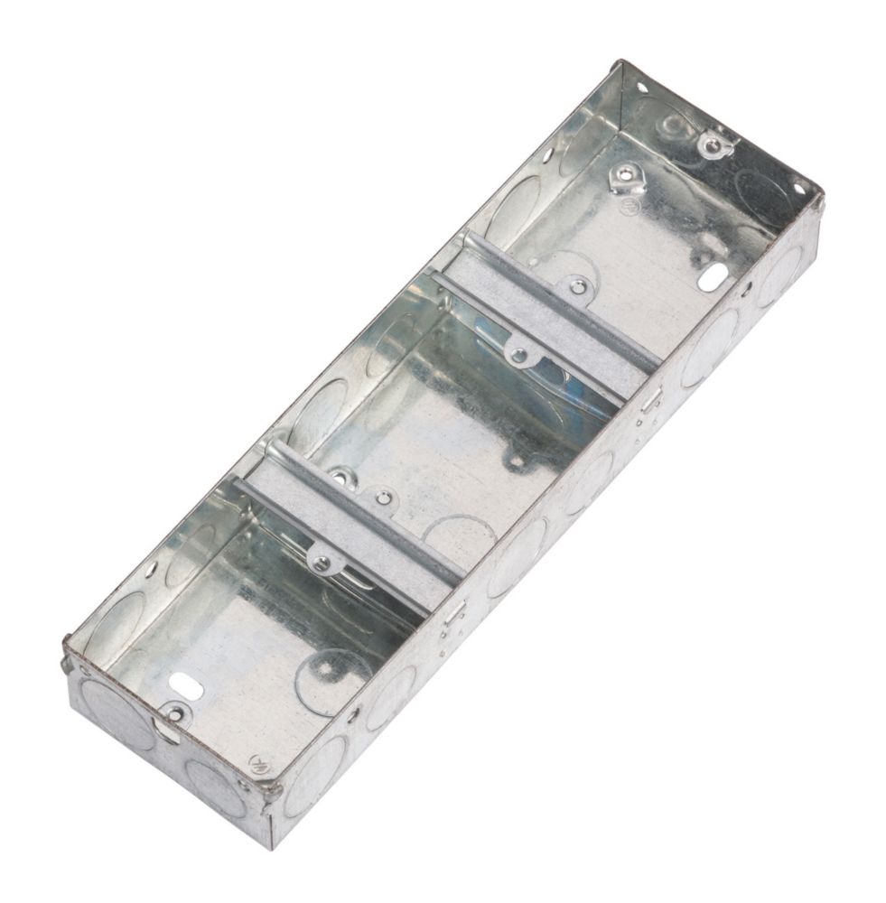 Knightsbridge 3-Gang Galvanised Steel Unfinished Back Box 35mm 5 Pack ...