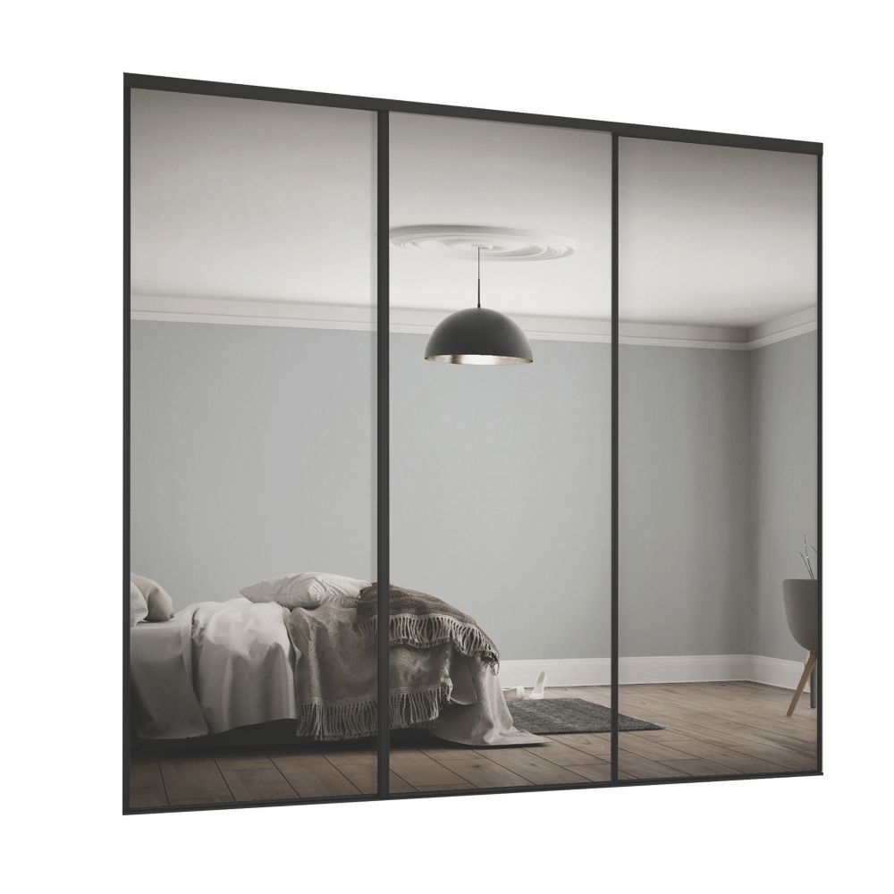 Spacepro Classic 3 Door Framed Sliding Wardrobe Doors Black Frame
