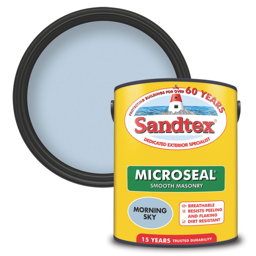 Sandtex 5Ltr Ultra Smooth Morning Sky Masonry Paint - Screwfix