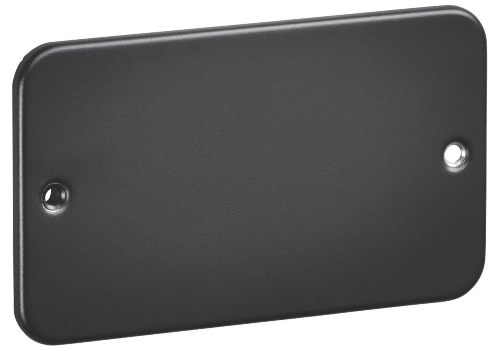 Knightsbridge 2-Gang Metal Clad Blanking Plate Black - Screwfix