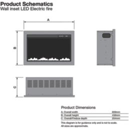 Focal Point Medford Black Remote Control Inset Electric Wall Fire 610mm ...