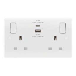 LAP 13A 2-Gang SP Switched Socket + 3A 22W 2-Outlet Type A & C USB ...