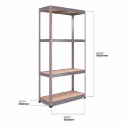 RB Boss 4-Tier Metal Garage Shelving Unit 900mm x 400mm x 1800mm - Screwfix