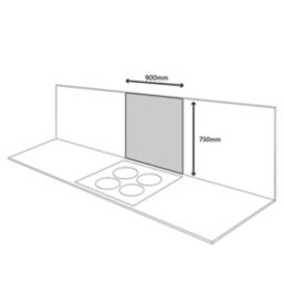 Splashwall Silver Glass Splashback 900mm x 750mm x 6mm - Screwfix
