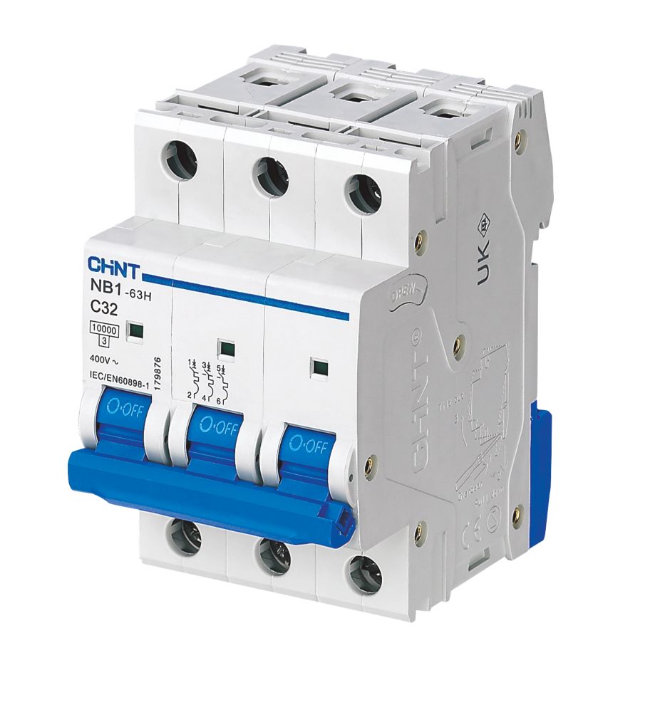 Chint NB1 32A TP C Curve 3-Phase MCB - Screwfix