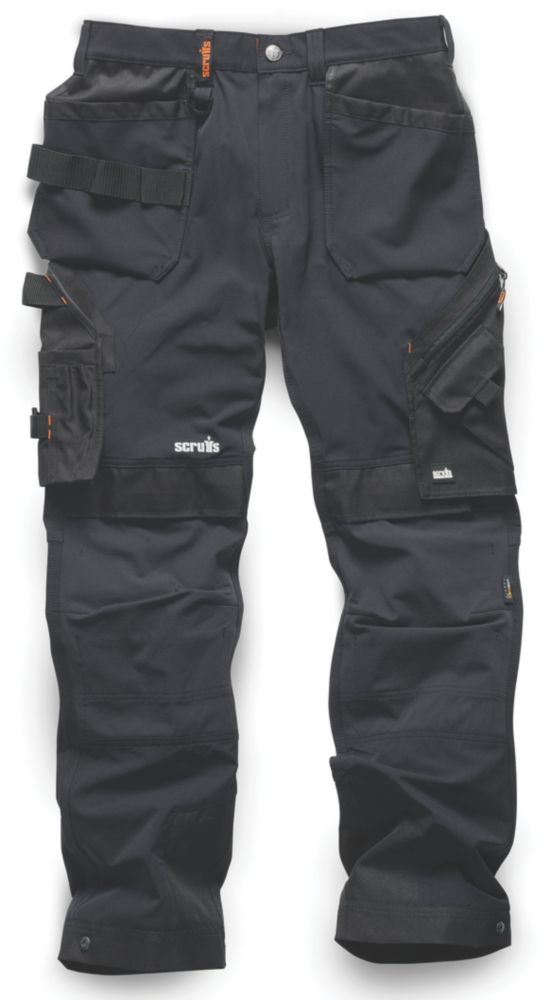Scruffs Pro Flex Plus Work Trousers Black 38" W 30" L - Screwfix