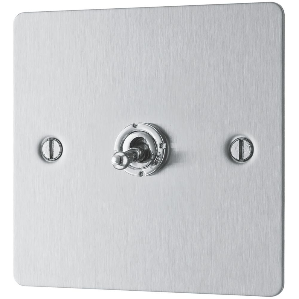 LAP 20A 16AX 1-Gang 2-Way Toggle Switch Brushed Stainless Steel - Screwfix