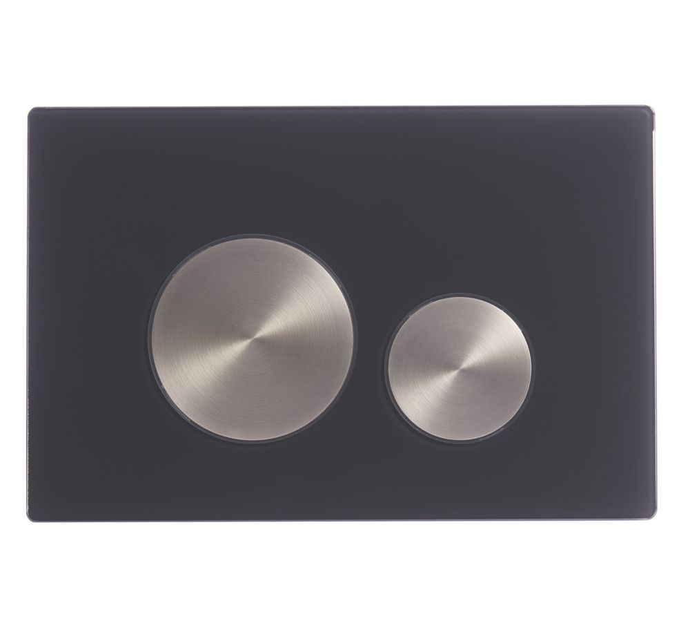 Glass Dual-Flush Flushing Plate Black/Nickel - Screwfix