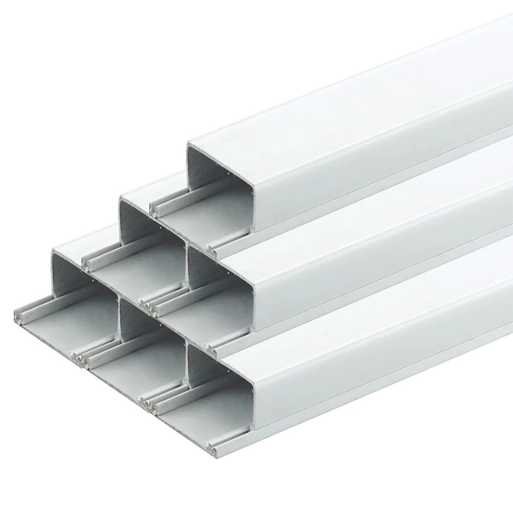 Deta TTE uPVC White Mini Trunking 38mm x 25mm x 2m 4 Pack - Screwfix