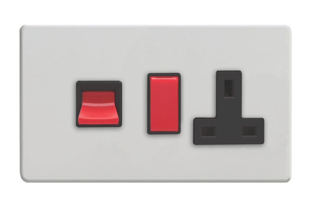 Varilight 45A 2-Gang 2-Pole Cooker Switch & 13A DP Switched Socket ... Varilight 45A 2-Gang 2-Pole Cooker Switch & 13A DP Switched Socket ...