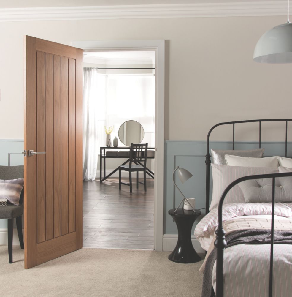 Jeld-Wen Unfinished Oak Veneer Wooden Cottage Internal Door 2040 x ...