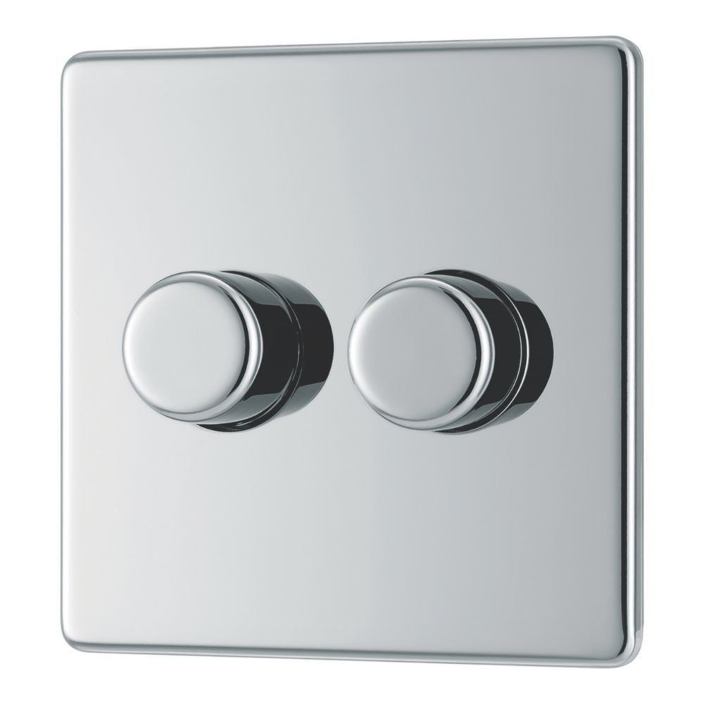 LAP 2-Gang 2-Way LED Dimmer Switch Polished Chrome with Colour-Matched ...