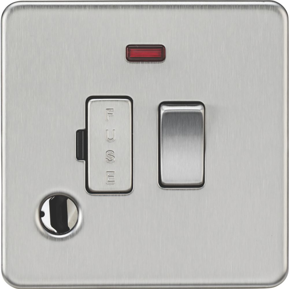 Knightsbridge 13A Switched Fused Spur & Flex Outlet with LED Brushed ... Knightsbridge 13A Switched Fused Spur & Flex Outlet with LED Brushed ...