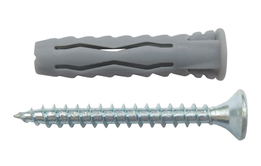 Easyfix Wall Plugs with Screws 5mm x 25mm 50 Pack - Screwfix