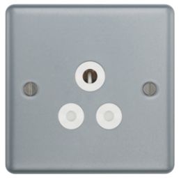 British General 5A 1-Gang Unswitched Metal Clad Round Pin Socket Grey ...