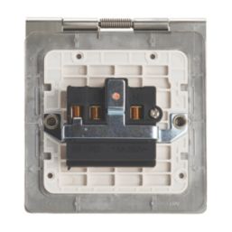 Contactum 3344BSW 13A 1-Gang Unswitched Floor Socket Brushed Steel with ...