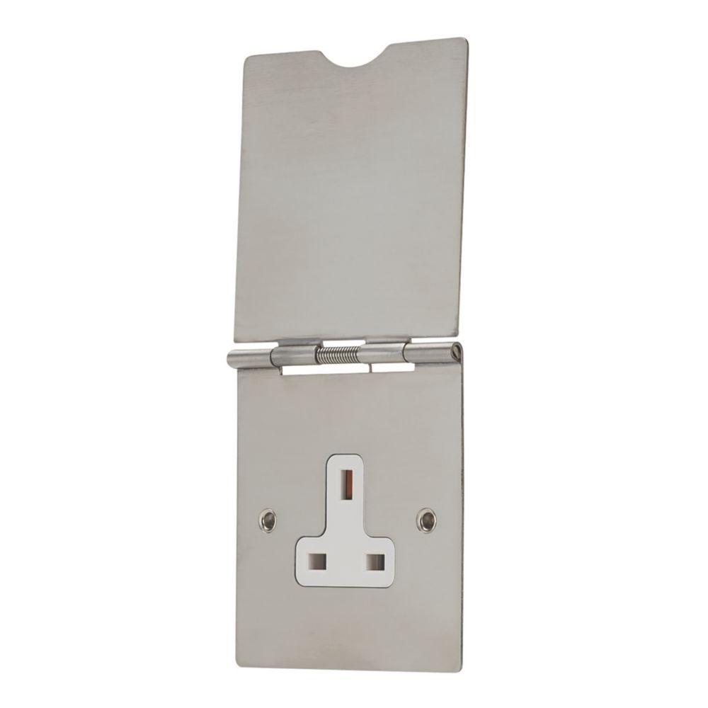 Contactum 3344BSW 13A 1-Gang Unswitched Floor Socket Brushed Steel with ...