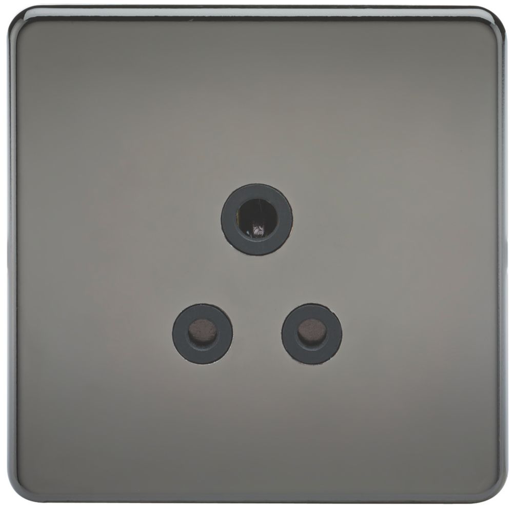 Knightsbridge 5A 1-Gang Unswitched Socket Black Nickel with Black ...